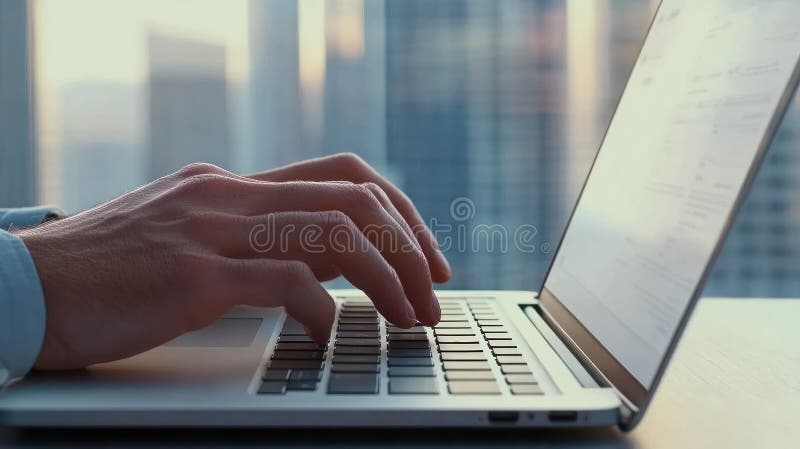 Photo a Man Typing on the Laptop with a White Screen Mockup Stock ...