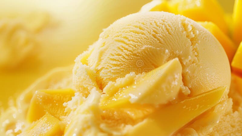Photo of Mango Ice Cream Scoop. Stock Photo - Image of frozen, soft ...