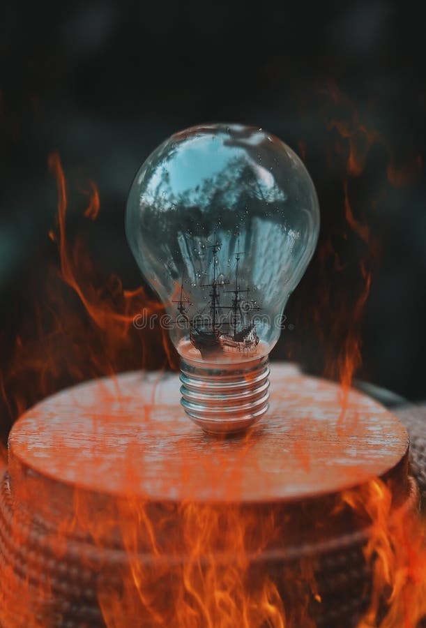 Photo Manipulation of Bulb Burning Stock Photo - Image of concept ...