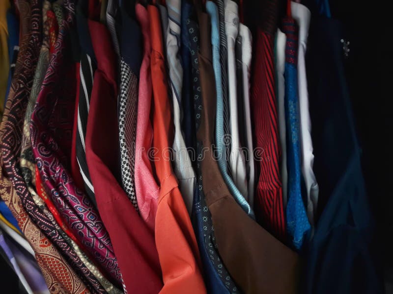 Photo of Men Wardrobe with Colorful Clothes Stock Image - Image of ...