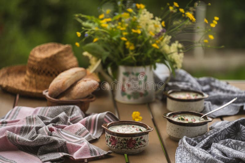 Photo Menu First Course Cold Soup Still Life Stock Photo - Image of ...