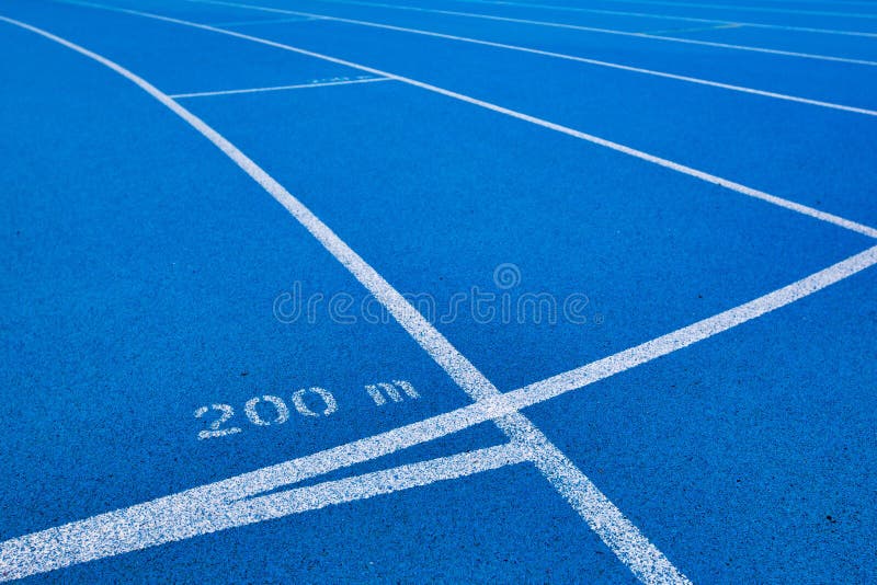 Photo of 200 Meter Blue Running Tracks Stock Image - Image of athletes ...