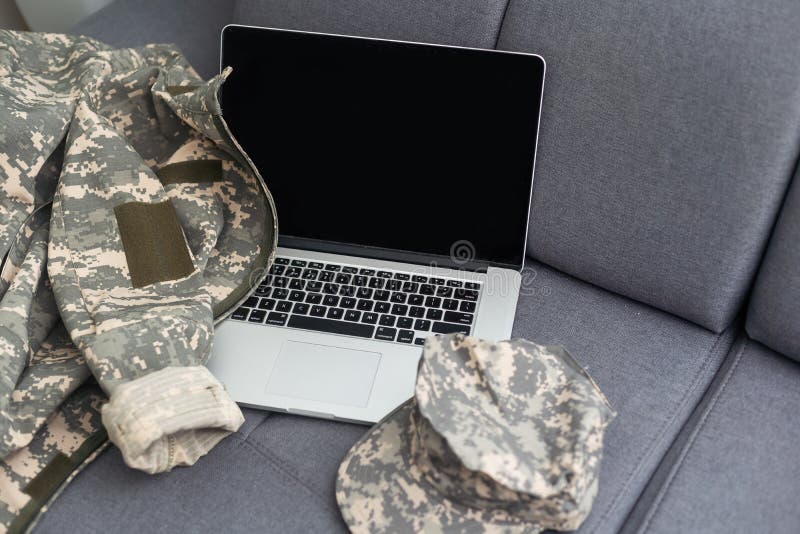 Photo of a Military Uniform and a Laptop Editorial Image - Image of ...