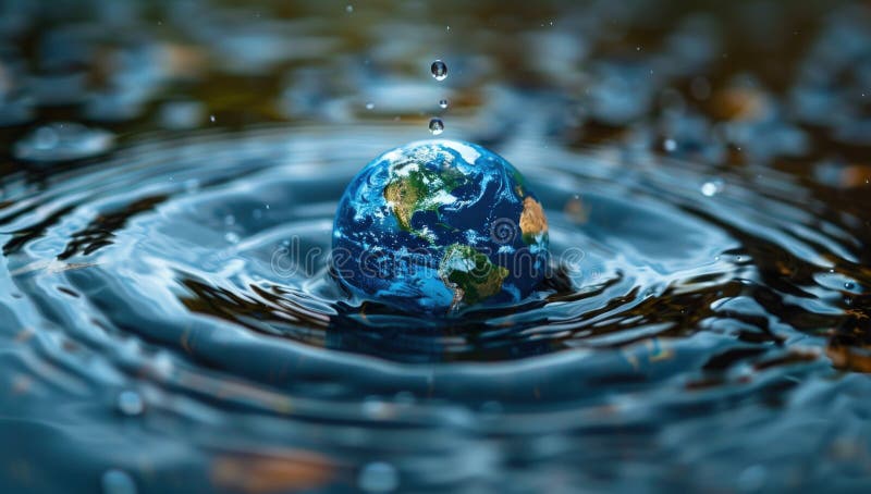 A Photo of a Miniature Globe of Earth Suspended in a Drop of Water ...