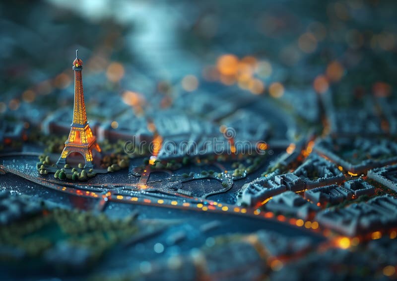 Miniature Model of the Map of Paris Stock Illustration - Illustration ...