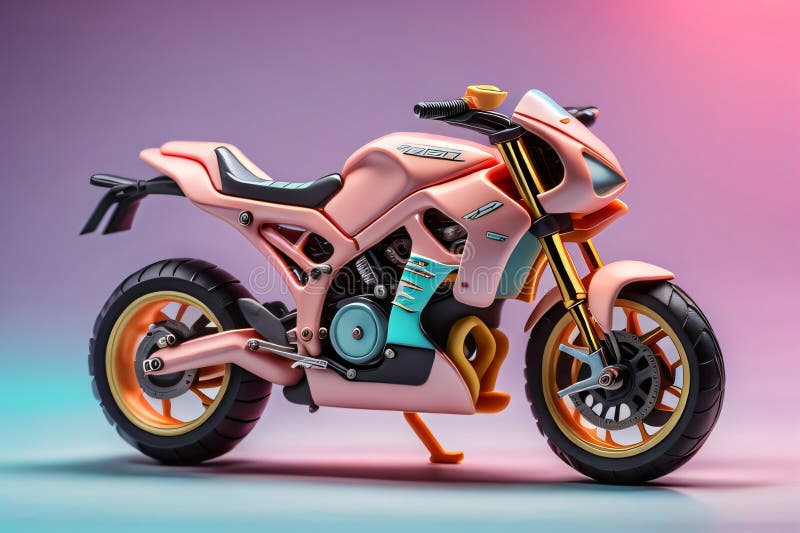 Photo Miniature Sport Motocycle in Pastle Color, Generative Ai Stock ... Photo Miniature Sport Motocycle in Pastle Color, Generative Ai Stock ...
