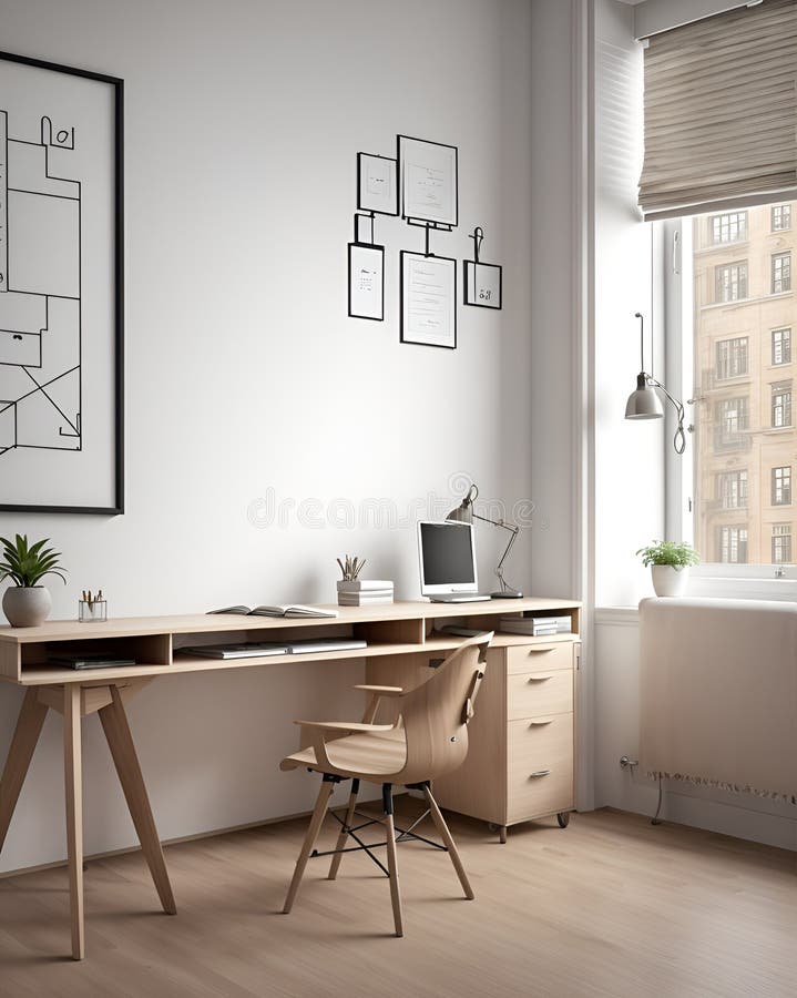Minimalistic Workspace with Large Windows. Generative Ai Stock ...