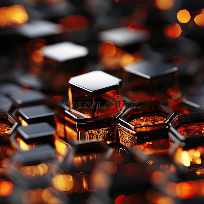 Photo of Mirrors and Shiny Orange Lights on Black Paper (tiled) Stock ...