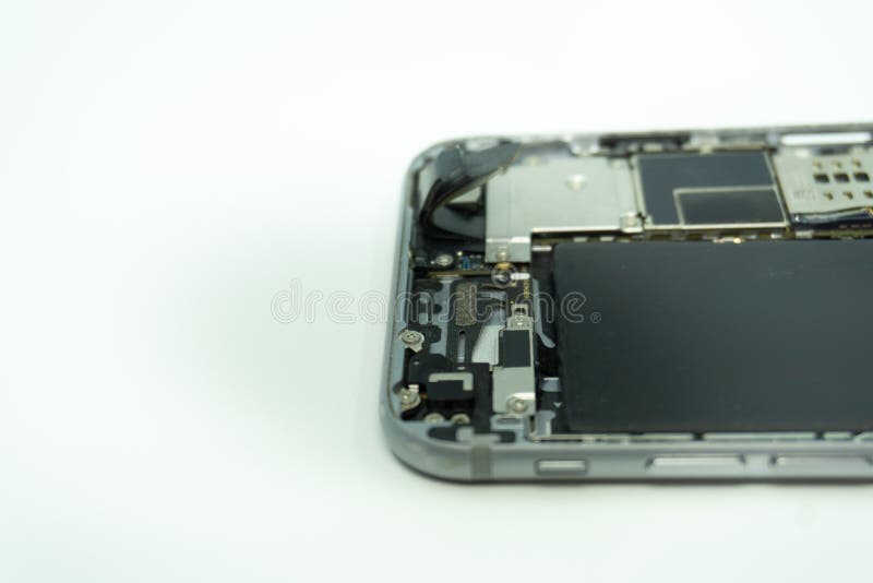 Photo of a Mobile Phone with Broken Display. Isolated on White with ...