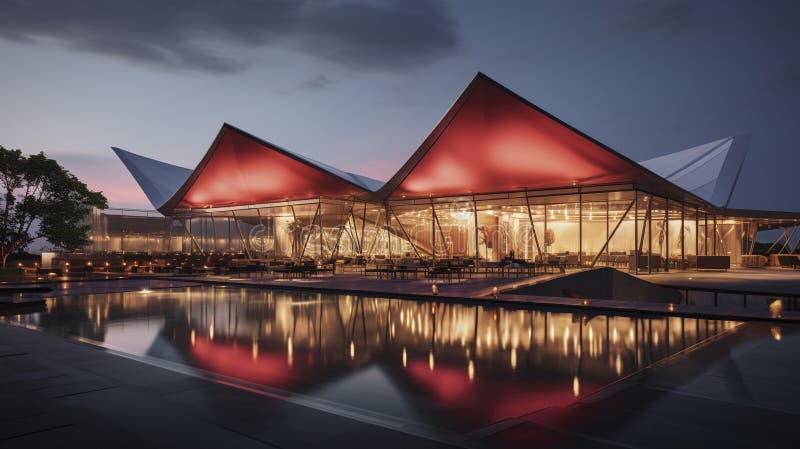 A Photo of a Modern Event Venue Architecture Stock Illustration ...
