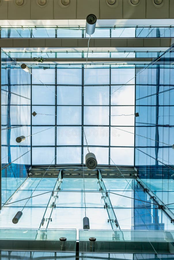 Photo of Modern Glass Ceiling in School Building Stock Image - Image of ...