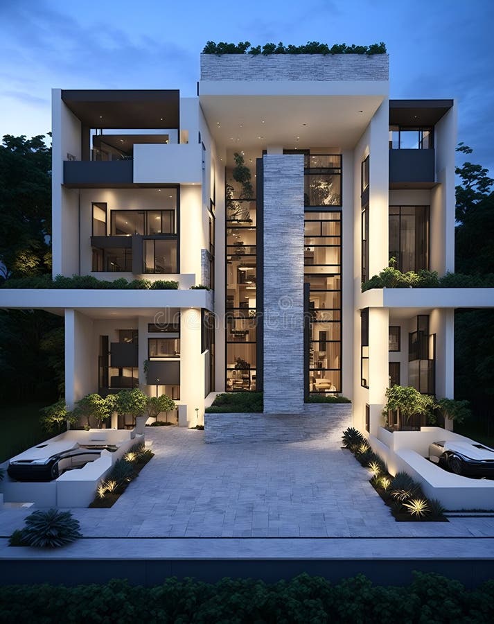 Ai Generated Modern House with Multiple Windows Illuminating the ...