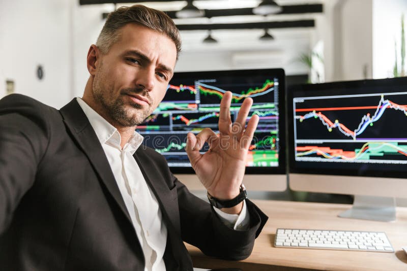 Photo of Modern Man Taking Selfie while Working in Office on Computer ...