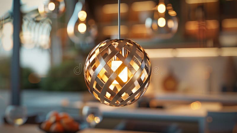 Photo of a Modern Pendant Lamp in a Kitchen Setting Stock Photo - Image ...