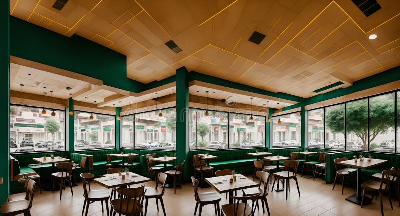 Ai Generated a Modern Restaurant with Green Color Scheme Stock ...