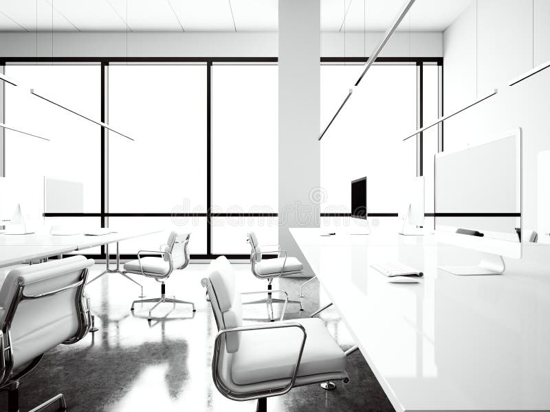 Photo of Modern Workspace Loft with Panoramic Windows.Generic Design ...