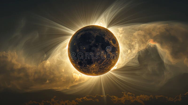 A Photo of the Moon Eclipsed by a Cloud, AI Stock Illustration ...