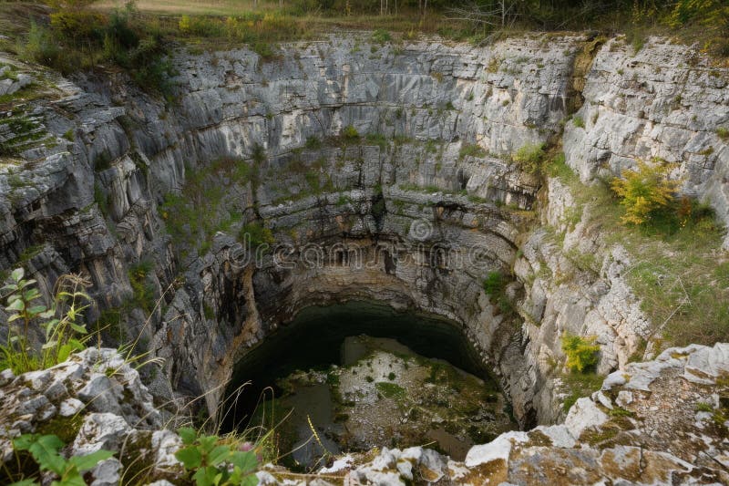 A Photo of a Mountain with a Deep Hole Carved into Its Side, Providing ...