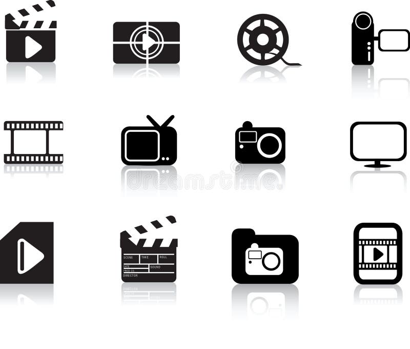 Photo and Multimedia Icon Set Stock Vector - Illustration of multimedia ...