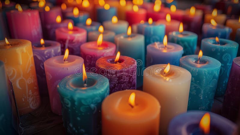 Photo of Multiple Lit Colorful Candles. Stock Photo - Image of home ...