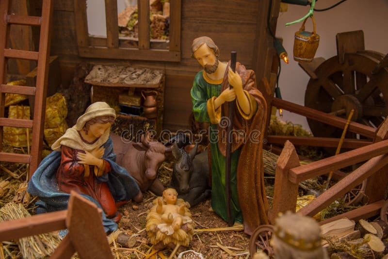 Photo nativity model stock image. Image of lights, catholic - 102759615