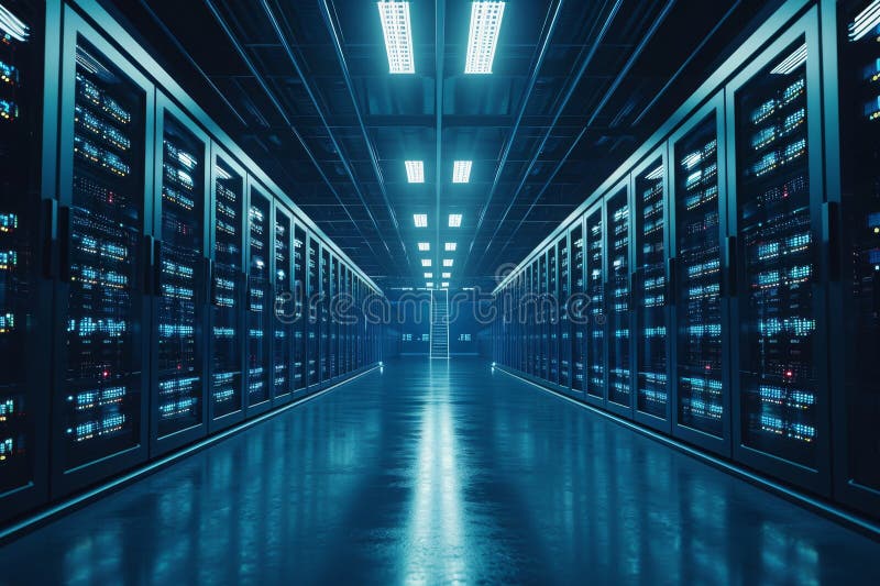 A Photo of Neatly Aligned and Organized Rows of Servers in a Data ...