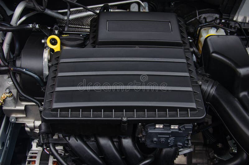 Photo of a new car engine stock image. Image of metallic - 221425487
