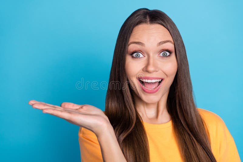 Photo Of Nice Girlish Gorgeous Girl Long Hairdo Dressed Yellow T Shirt