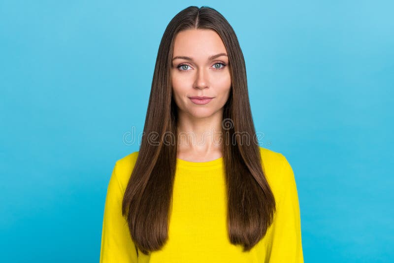 Photo Of Nice Millennial Brunette Lady Wear Yellow Sweater Isolated On