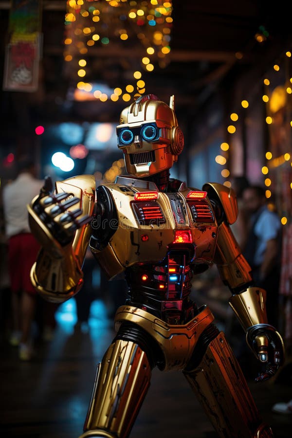 Photo of a Obot Standing in Front of a DJ Set Stock Illustration ...