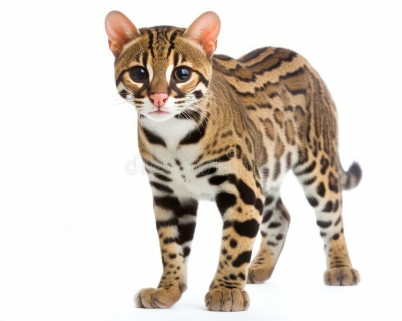 Photo of Ocelot Isolated on White Background. Generative AI Stock ...