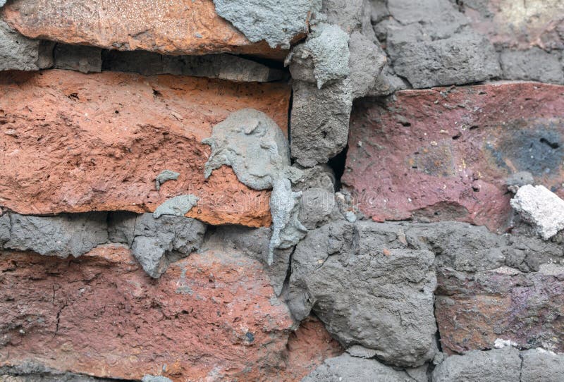 Macro Photo of Old Broken Brick Wall, Background or Texture Concept ...