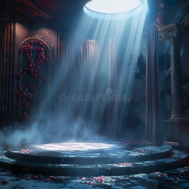 Photo of an Old Empty Stage Illuminated with Spotlights Generated by ...