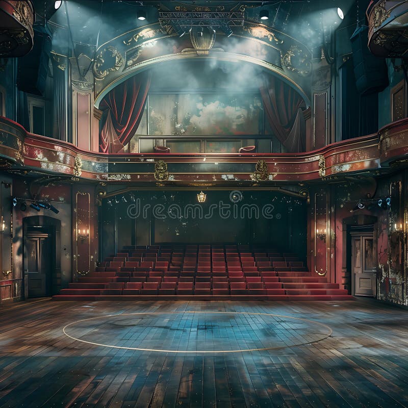 Photo of an Old Empty Stage Illuminated with Spotlights Generated by ...