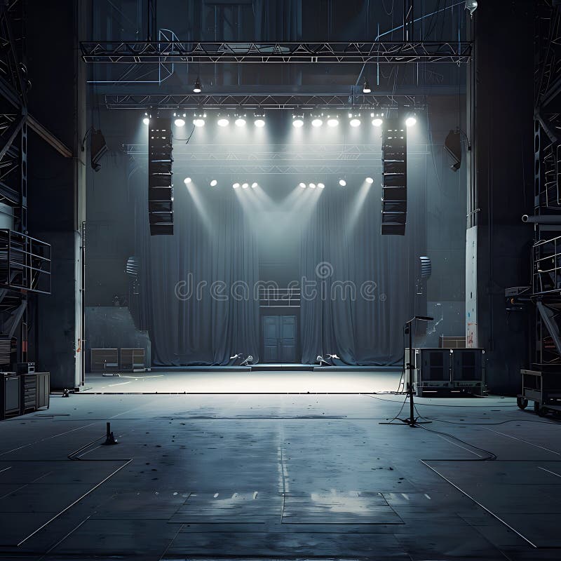 Photo of an Old Empty Stage Illuminated with Spotlights Generated by ...