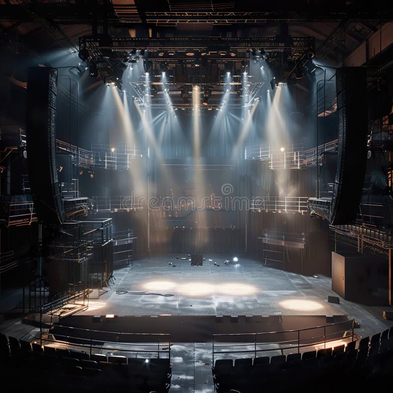 Photo of an Old Empty Stage Illuminated with Spotlights Generated by ...