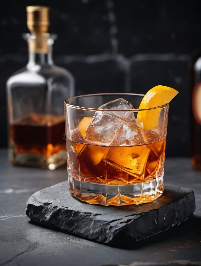 Photo of Old Fashioned Cocktail on Stone Background, Whiskey on Stone ...
