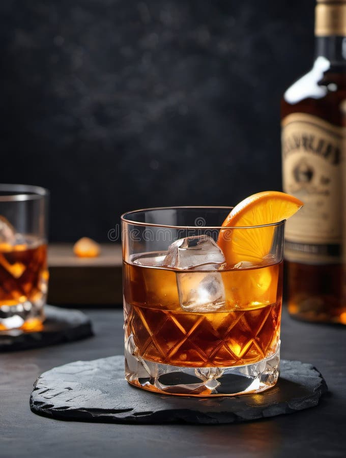 Photo of Old Fashioned Cocktail on Stone Background, Whiskey on Stone ...