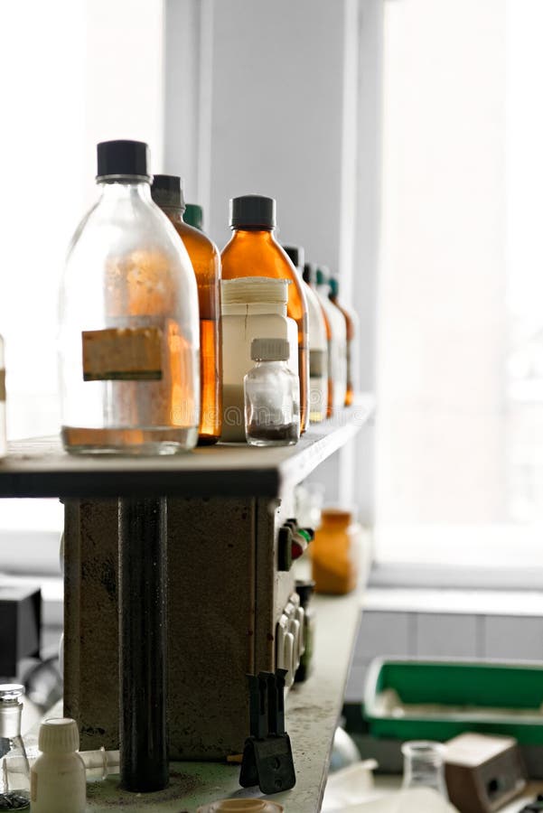 Photo of an Old Laboratory with a Lot of Bottles Stock Photo - Image of ...