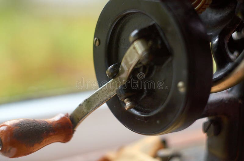 Photo of Old Sewing Machine Manual Handle Stock Photo - Image of rusted ...