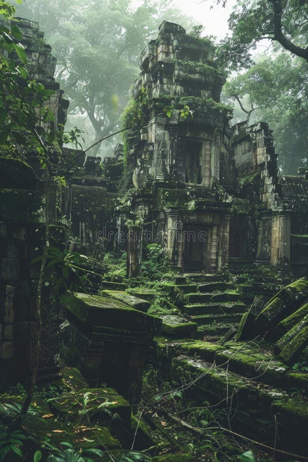 A Photo of an Old Temple with Overgrown Moss, Great for Use As a ...