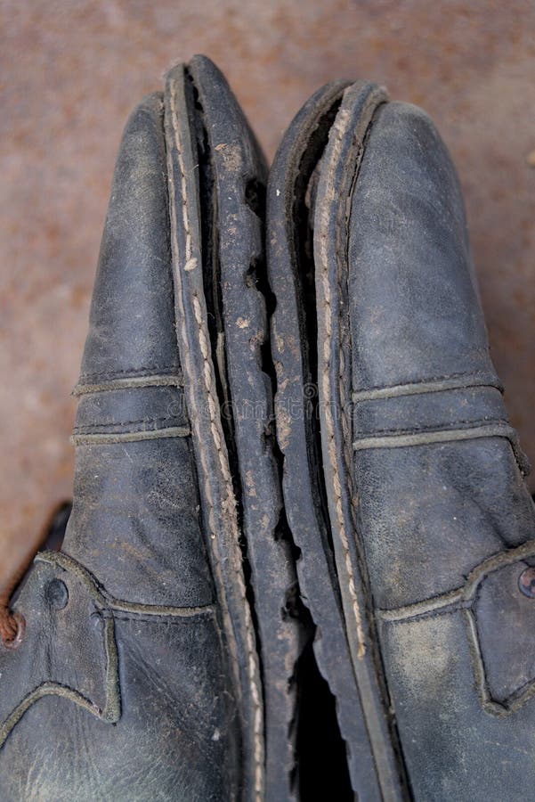 Photo of Old Torn Leather Shoes Stock Image - Image of shoes ...