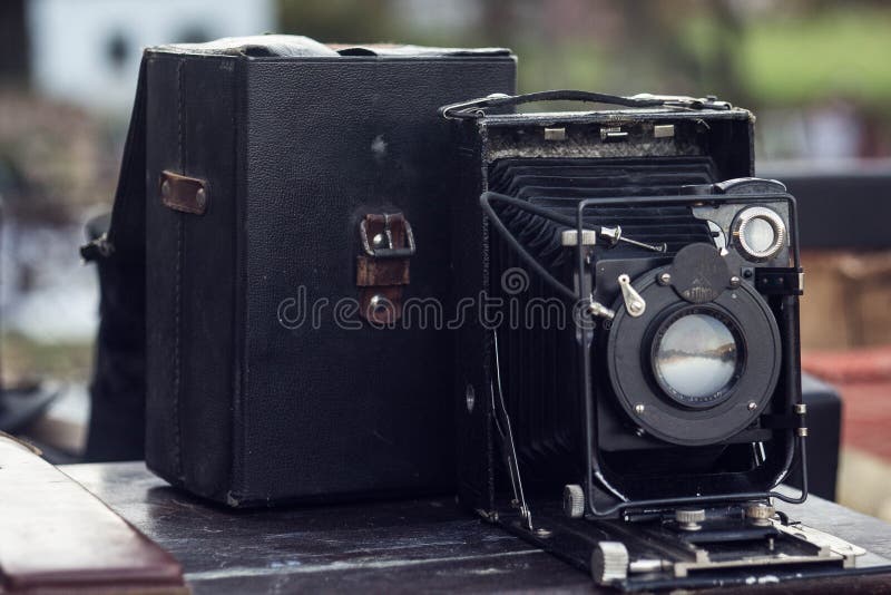 Photo of Old Vintage Camera in Front View Stock Image - Image of styled ...