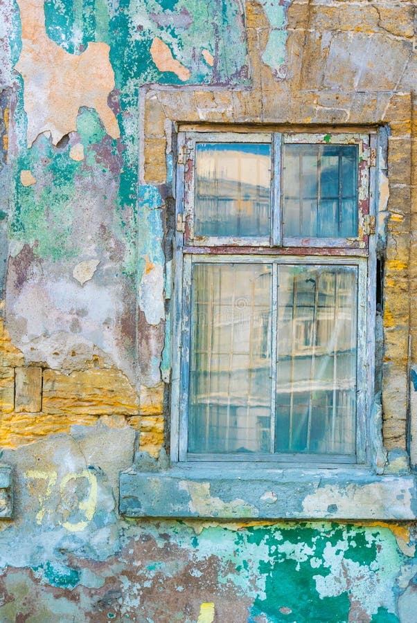 Photo of an Old Window Frame with Glass and Metal Bars Inside the Old ...