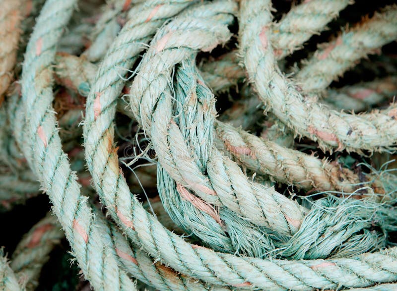 Photo of an Old Worn Rope Rolled Stock Image - Image of linked ...