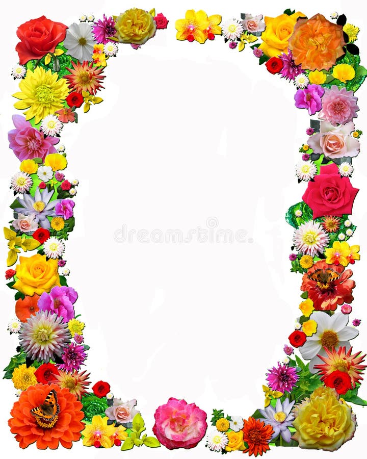 Beautiful Flower Rectangular Photo Frame Stock Photo - Image of collage ...