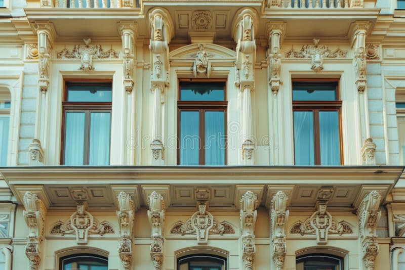 Photo of Olive Wall and Windows of Classical Building Facade in Rome ...