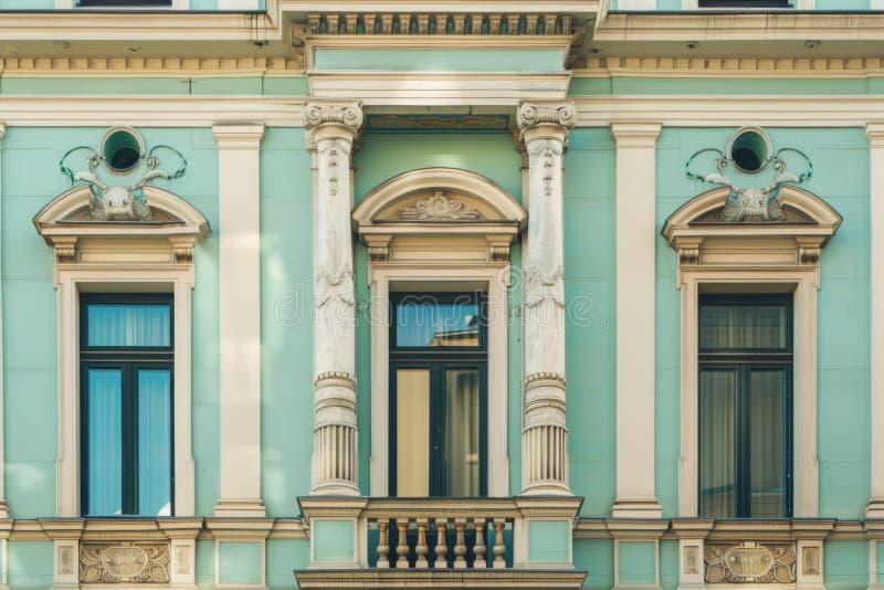 Photo of Olive Wall and Windows of Classical Building Facade in Rome ...