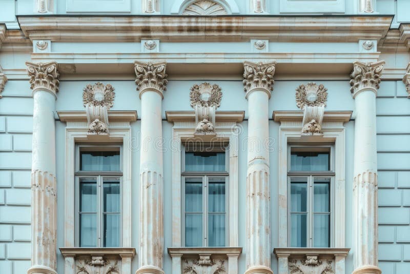 Photo of Olive Wall and Windows of Classical Building Facade in Rome ...