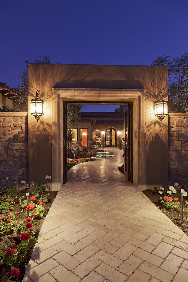 Open Gate with Path Leading To Front Door Stock Image - Image of ...